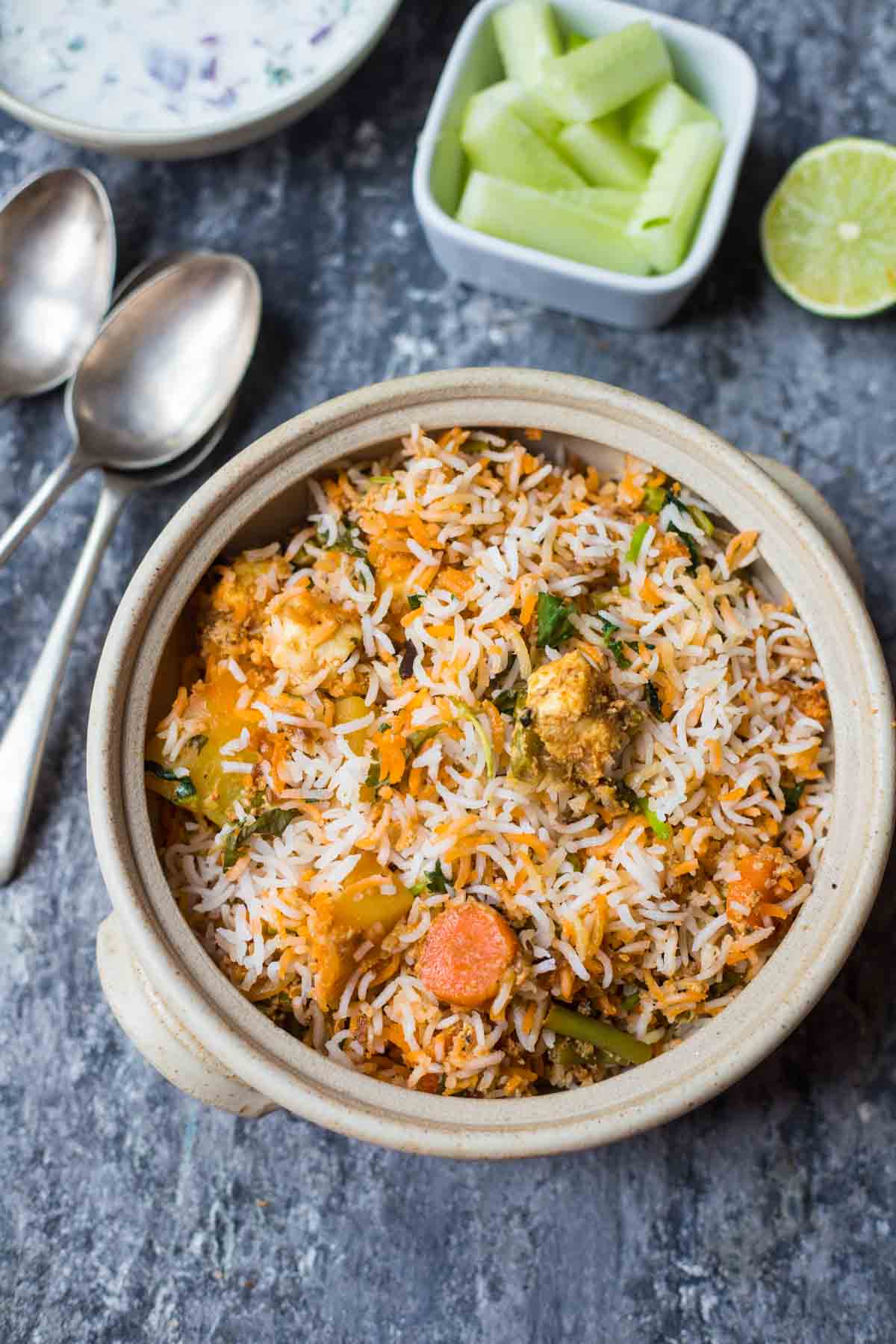 Hyderabadi Vegetable Dum Biryani - Healthy Biryani Fat Rainbow
